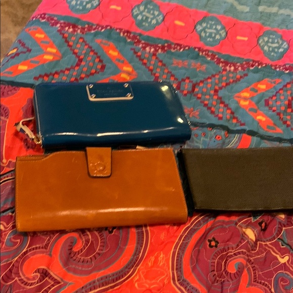 Bags | Set Of Three Wallets In Blue Brown And Black | Poshmark
